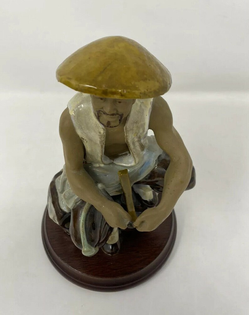 Vintage 8 in Mud Man Figure Man on a Rock Holding Hammer - Etsy