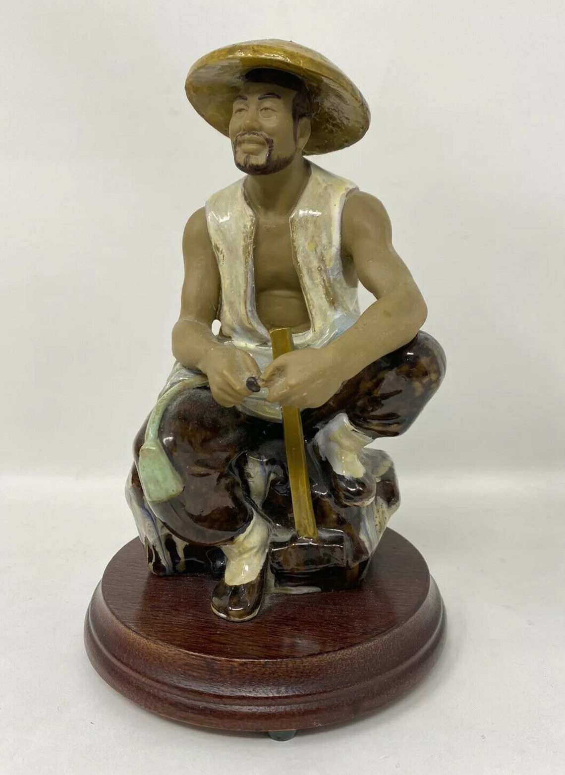 Vintage 8 in Mud Man Figure Man on a Rock Holding Hammer - Etsy