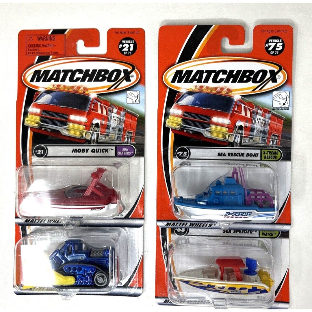 Matchbox Lot of 4 Mattel Dozer Moby Quick Sea Speeder Sea Rescue Boat ...
