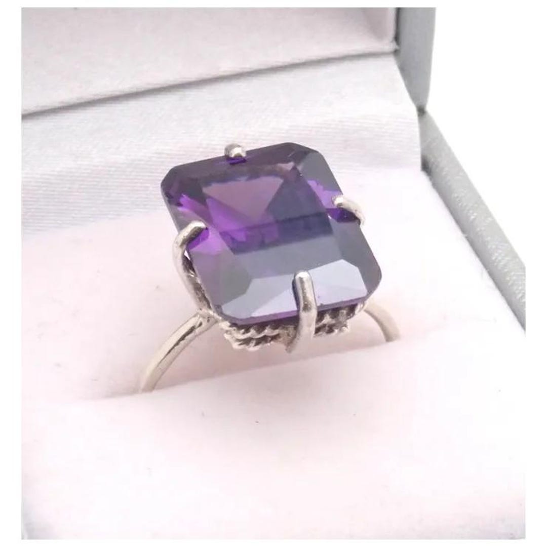 Sterling Silver Art Deco Purple Paste Ring - Etsy
