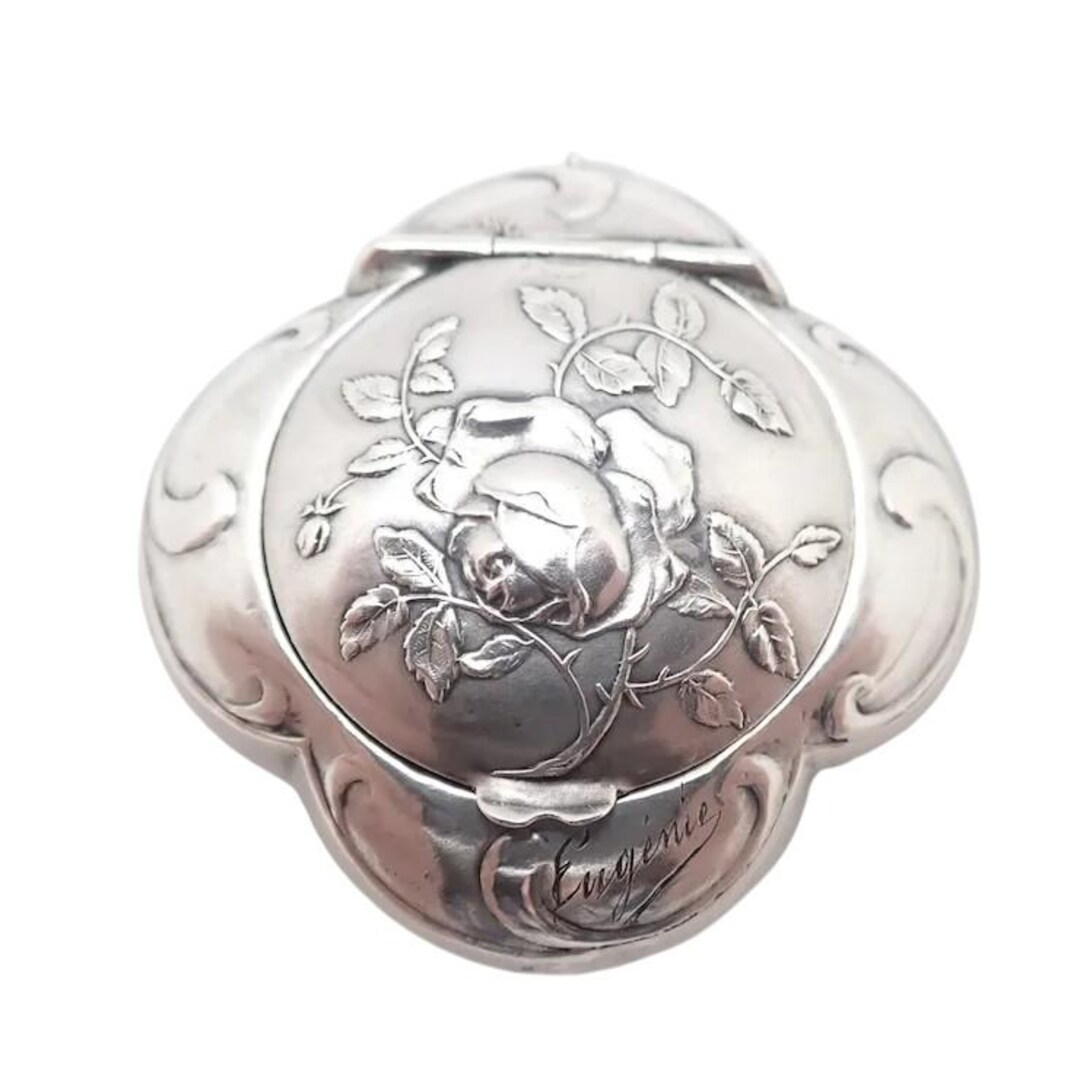 Quitte Prudent French Art Nouveau Silver Rose Pill Box - Etsy