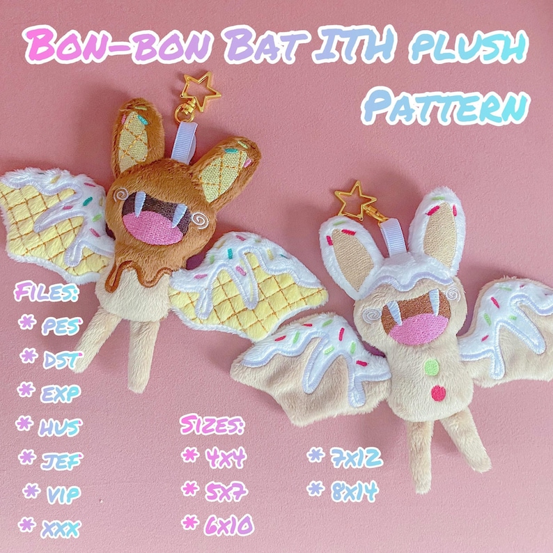 Bon-bon Bats ITH Plush Embroidery Pattern - Etsy