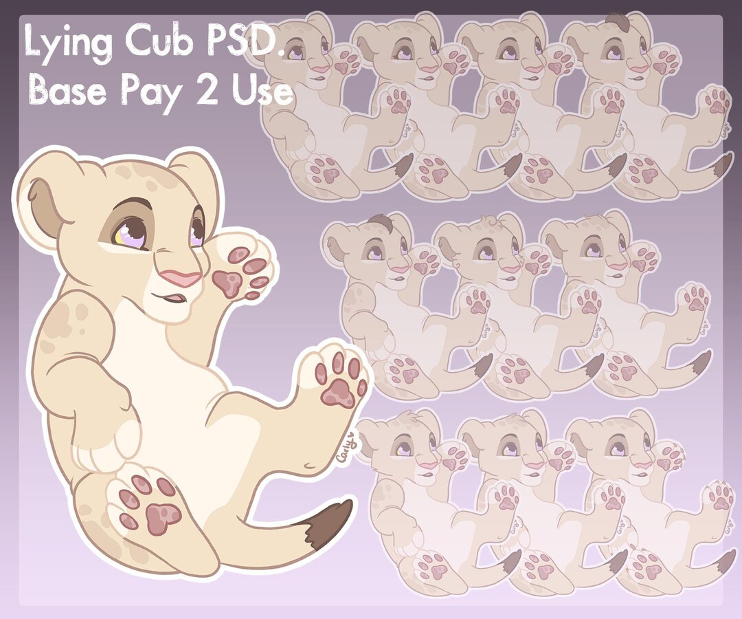 Lying Cub Lion Base PSD. Digital Download Adoptables Make Your Own ...