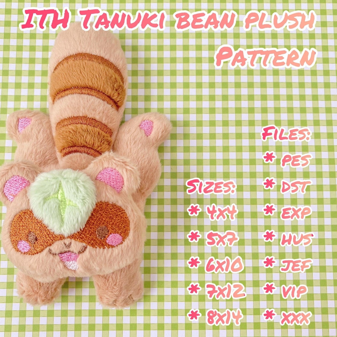 Tanuki ITH Bean Plush Pattern Embroidery Plush Pattern | Etsy