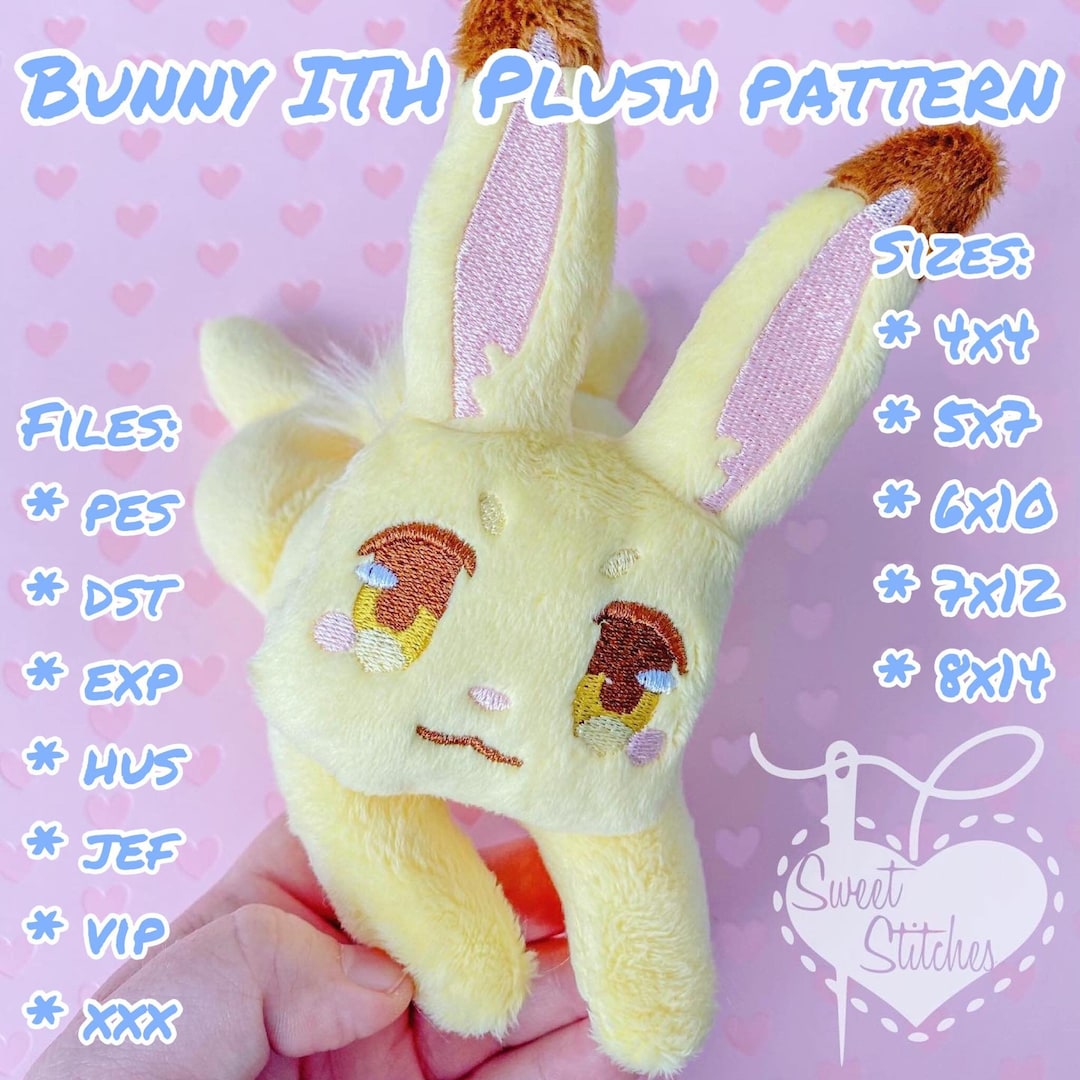 Bunny Bean ITH Plush Embroidery Pattern - Etsy