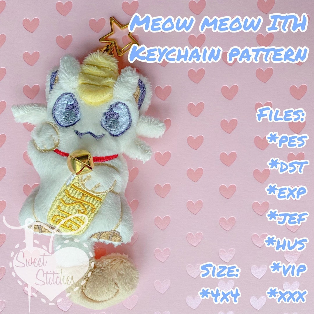 Lucky Meow Meow ITH Keychain Pattern Embroidery - Etsy