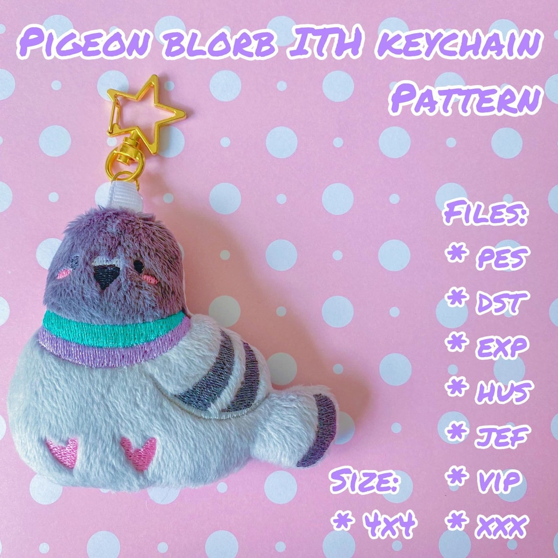 Pigeon Blorb ITH Keychain Embroidery Pattern - Etsy
