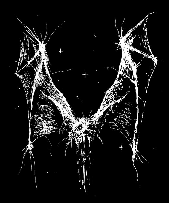 Bat Wing Poster White Dark Art Bat Wing Gothic Skull - Etsy