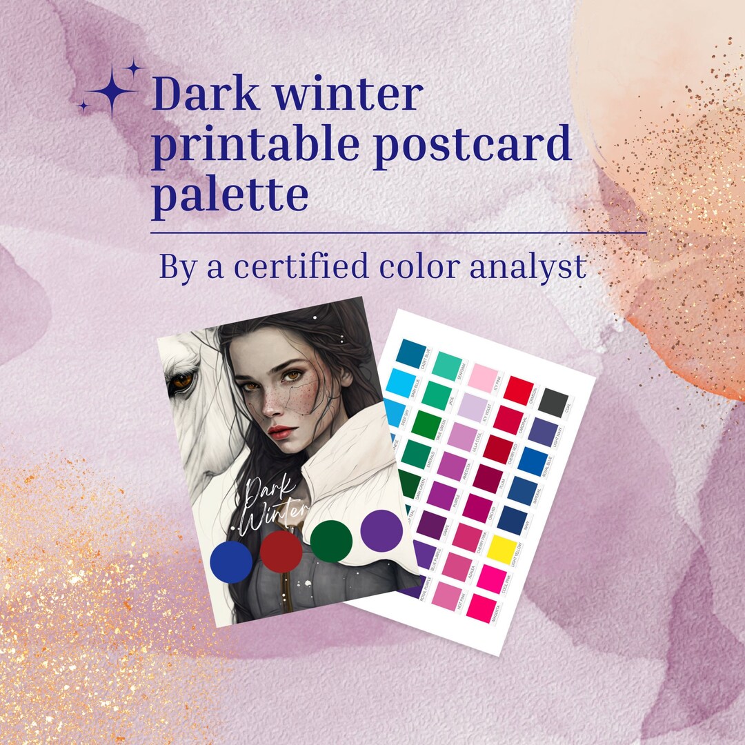 Printable PDF Dark Winter Seasonal Color Palette - Postcard With 40 ...