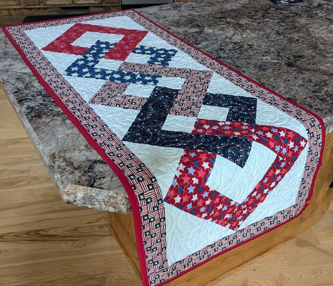 Red, White and Blue Table Runner, Quilted Table Runner, Independence ...