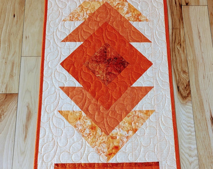 Orange Table Runner, Quilted Table Topper - Etsy