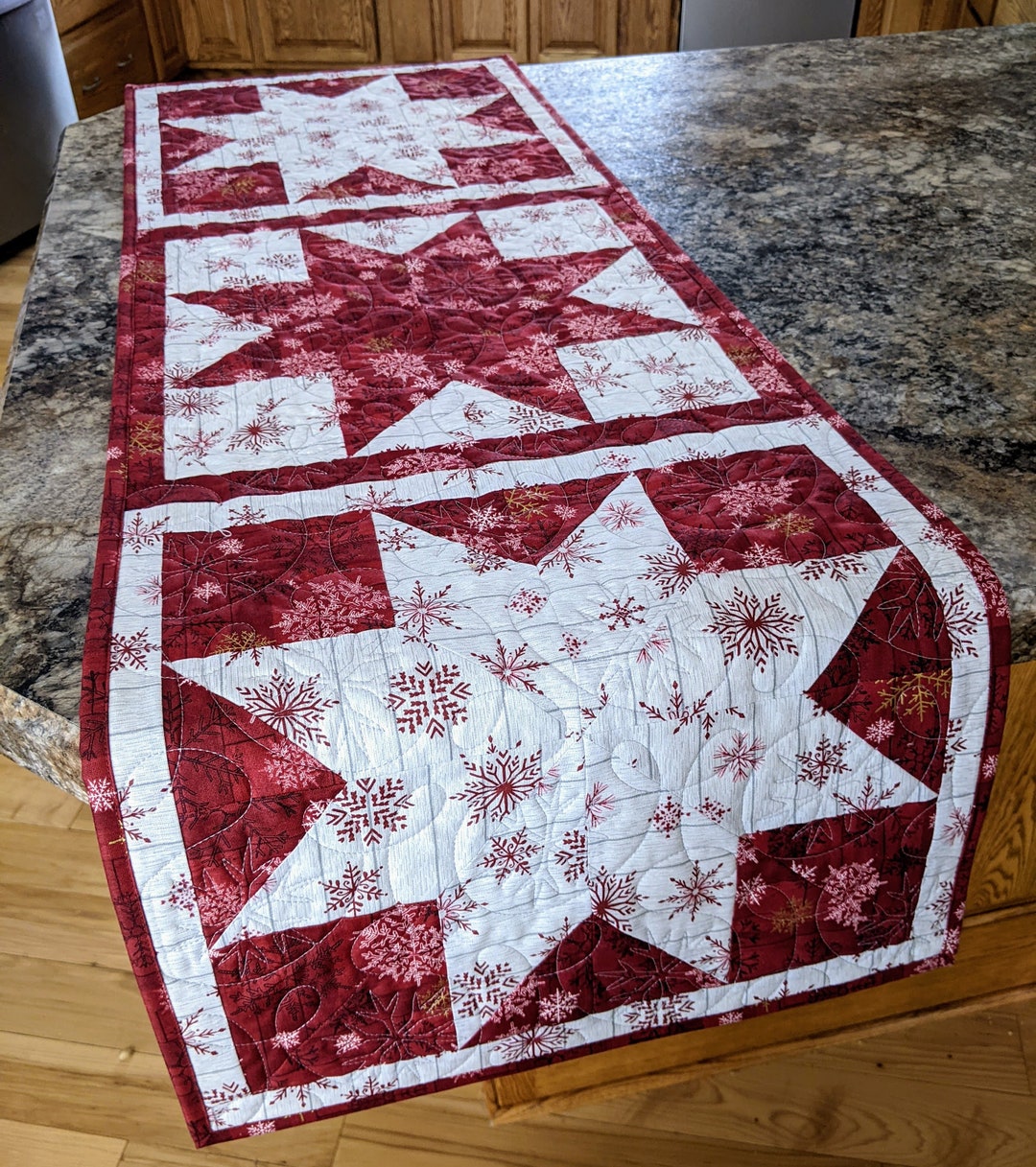 Winter Table Runner Quilted Table Runner Red and White - Etsy