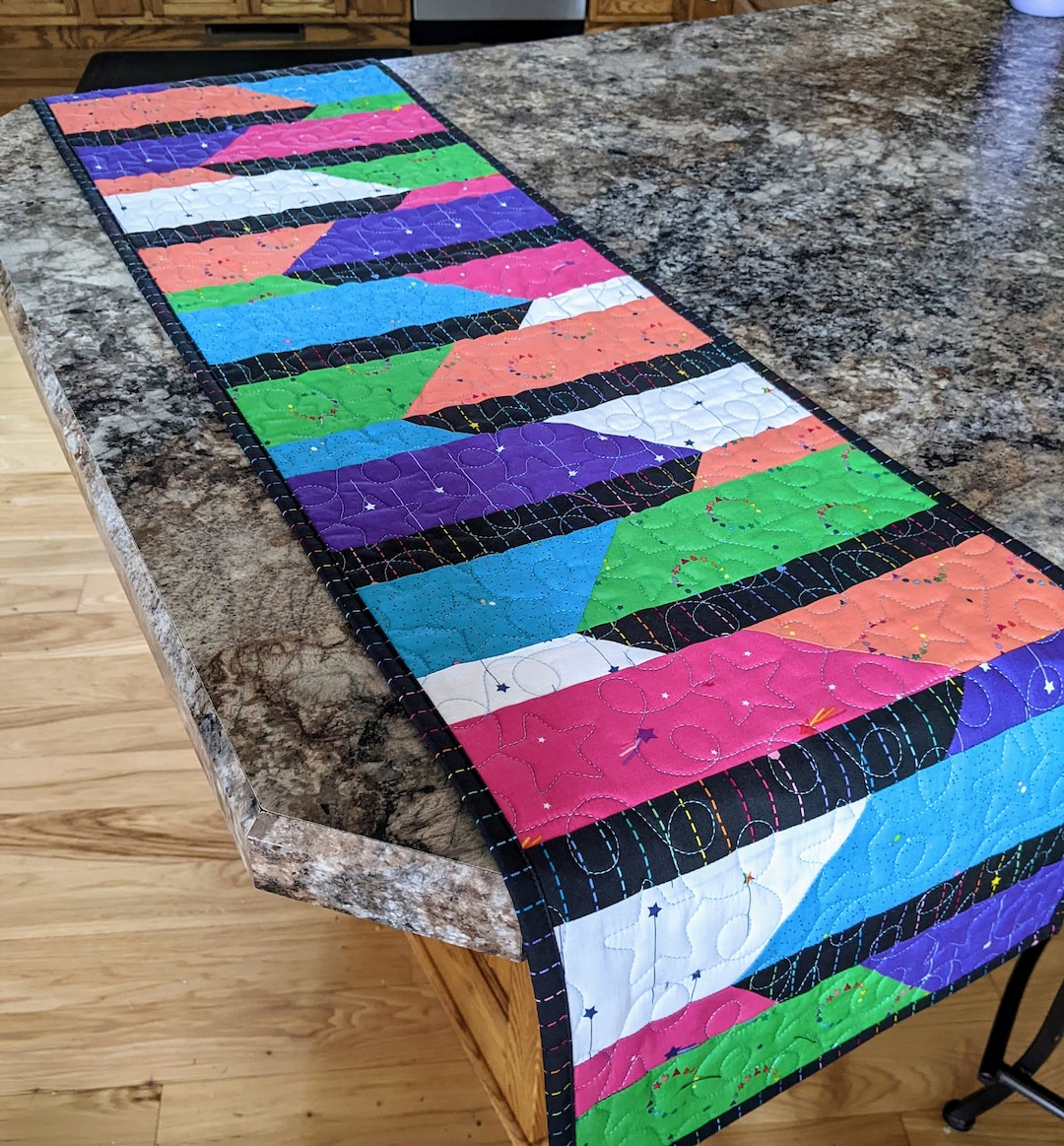 Multi-colored Table Runner, Quilted Table Runner, Gift for the Home - Etsy
