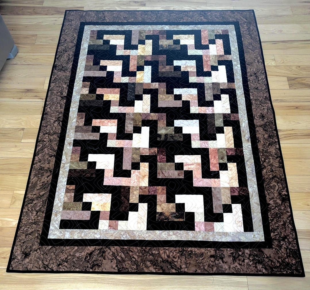 Batik Lap Quilt: Brown & Tan Flannel Backed Couch Throw - Etsy