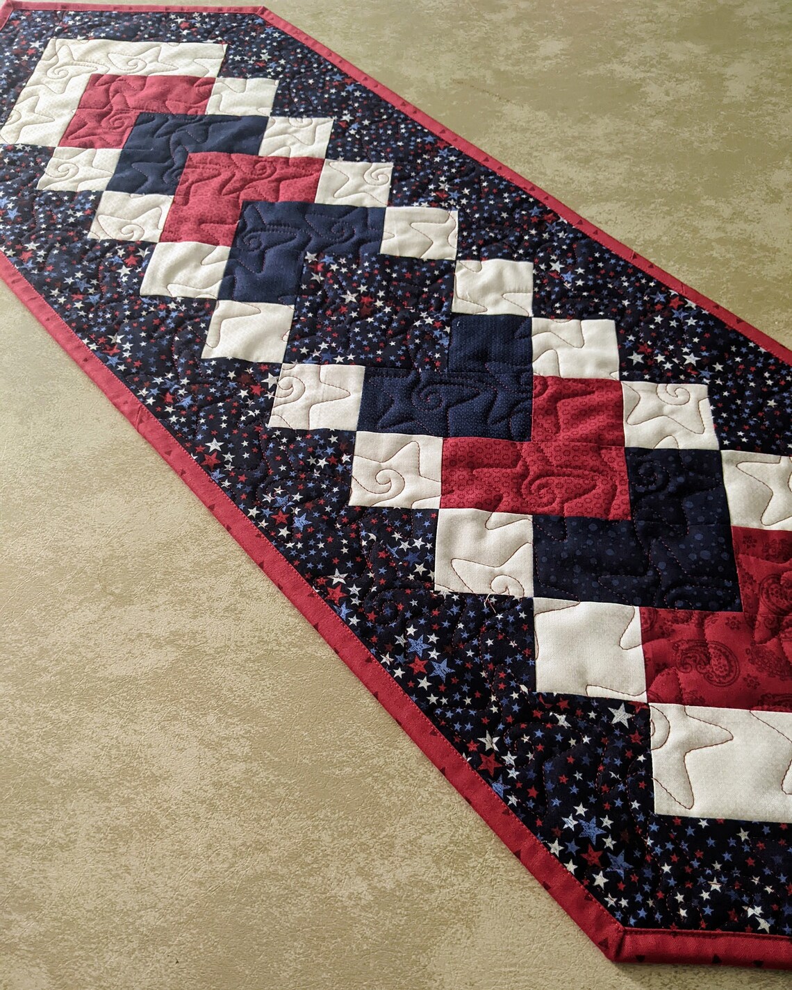 Quilted Table Runner Small Table Runner Red White and Blue - Etsy
