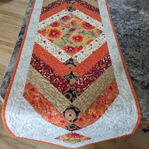 Fall Table Runner, Quilted Table Runner, Orange - Etsy