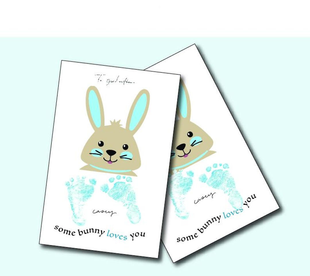 Some Bunny Loves You Footprint Art for Family on Easter - Etsy