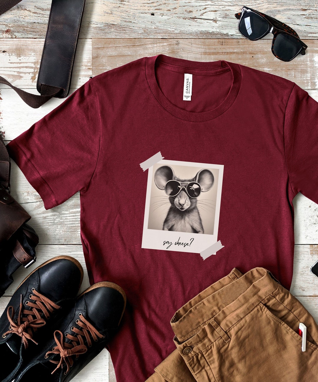Funny Mouse Meme Shirt, Polaroid Style Tee for Men & Women, Cool ...