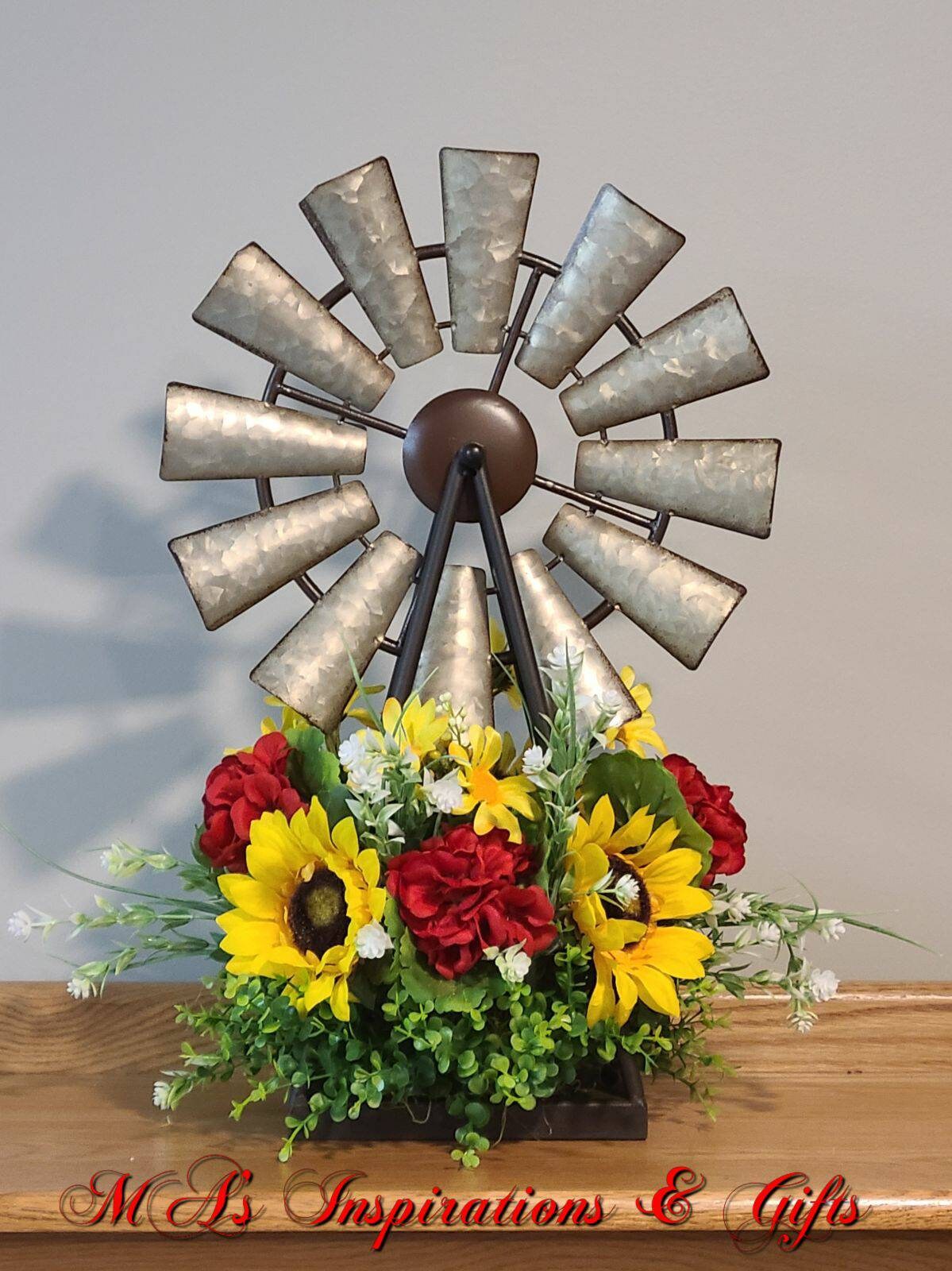 Windmill Floral Centerpiece, Sunflower Arrangement, Mother's Day ...