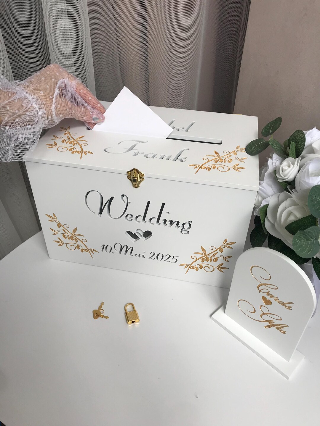 Engraved Wooden Keepsake Box and Wedding Sign, Boho Wedding Decorations ...