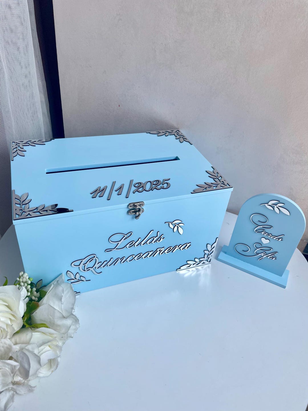 Personalized Quinceanera Card Box, Wooden Keepsake for 15th Birthday ...