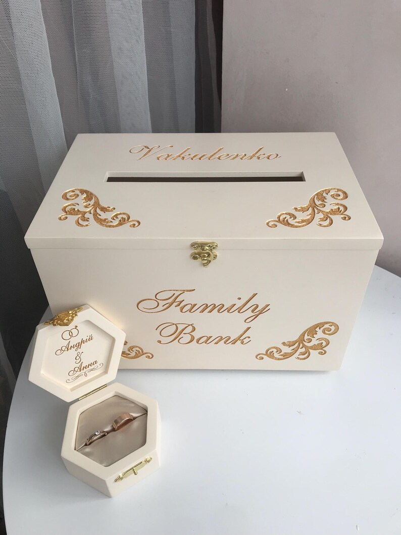 Beige Wedding Set Box, Wedding Ring Box and Card Box, Wedding Save the ...