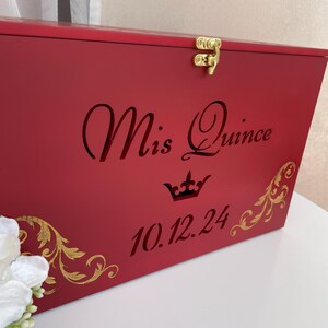 Personalised Quinceañera Red Card Box, Boho Post Box, Money Box, Rustic ...