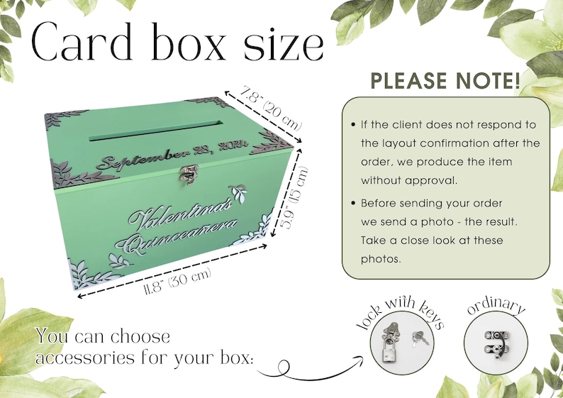 Emerald Green Quinceanera Card Box, Sweet 16 Card Box, Birthday Party ...