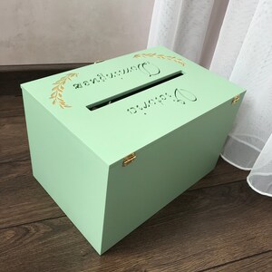Personalised Quinceañera Sage Green Card Box, Boho Post Box, Money Box ...