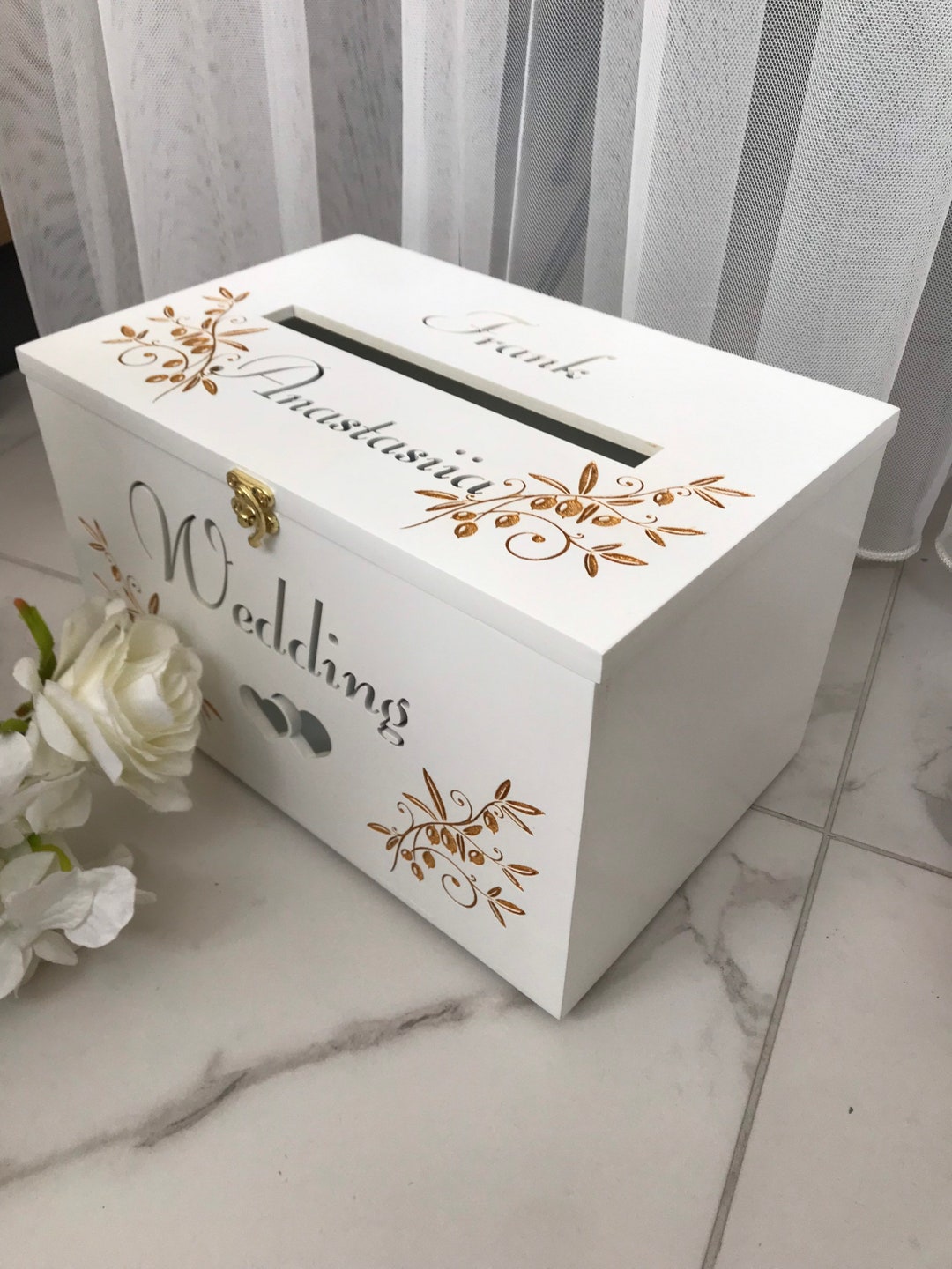 Personalised Wedding Card Box, Boho Wedding Post Box, Wedding Money Box ...