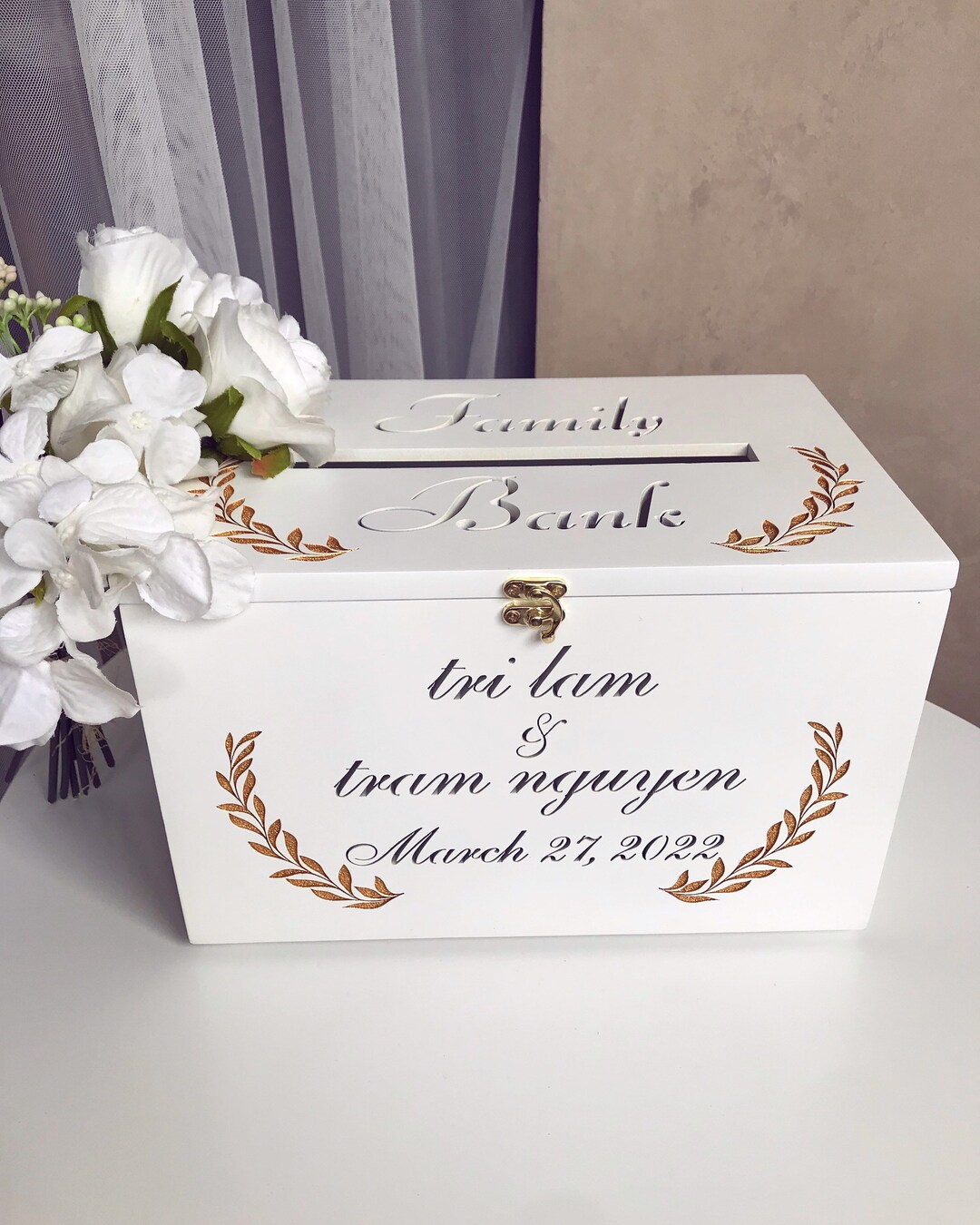 Personalized Wooden Card Box, Wedding Money Box, Letter Box Decor ...