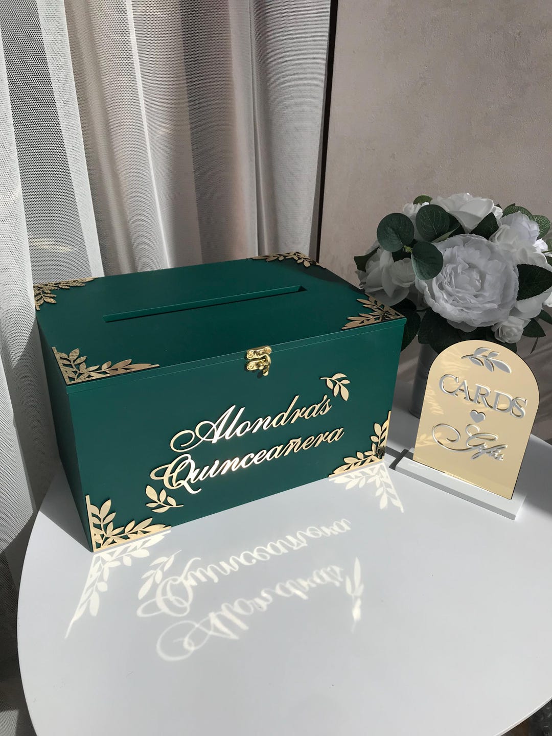 Emerald Green Quinceanera Card Box, Sweet 16 Card Box, Birthday Party ...