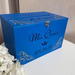 Personalised Quinceañera Royal Blue Card Box, Boho Post Box, Money Box ...