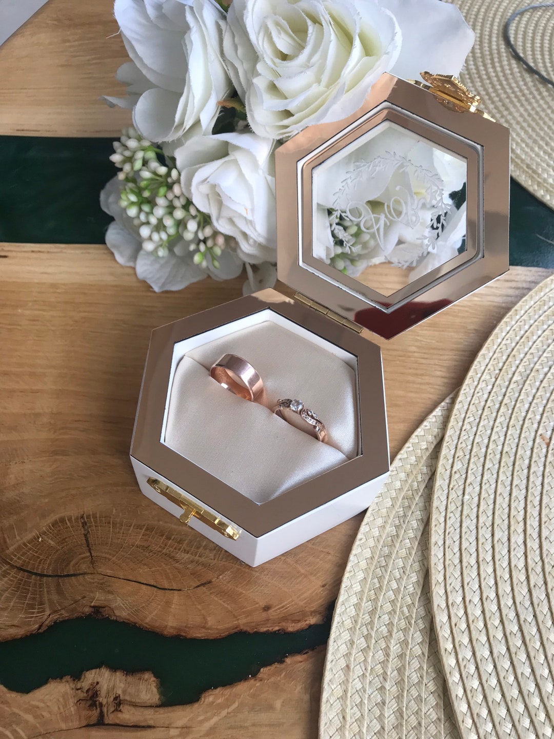 Elegant Engraved Box for Wedding Ring, Ring Box for Wedding, Engagement ...