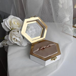 Gold Wooden Ring Bearer, Custom Jewelry Box for Wedding Ring, Double ...