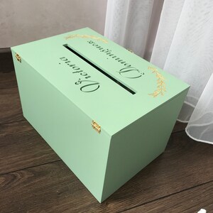 Personalised Quinceañera Sage Green Card Box, Boho Post Box, Money Box ...