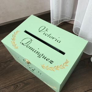 Personalised Quinceañera Sage Green Card Box, Boho Post Box, Money Box ...