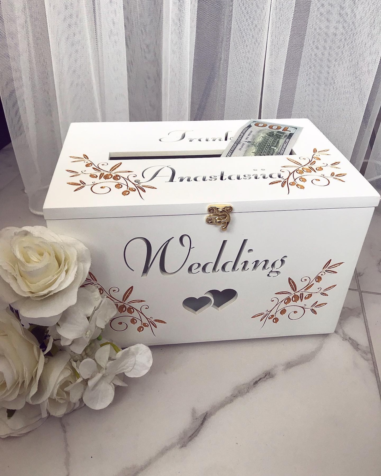 Personalised Wedding Card Box, Boho Wedding Post Box, Wedding Money Box ...