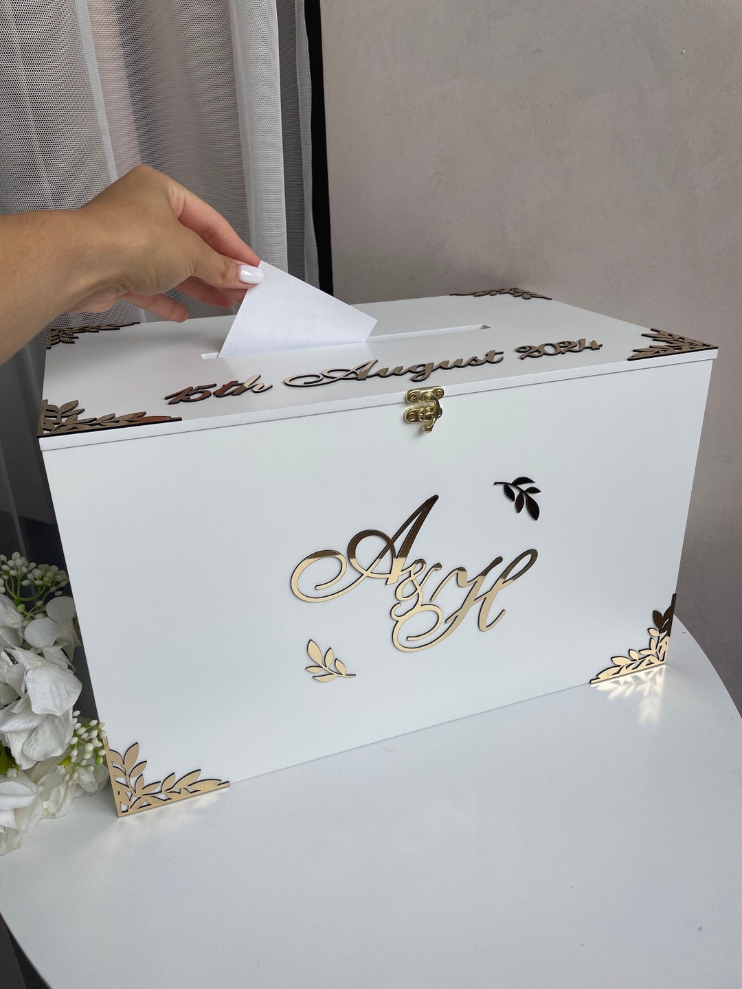 Personalised Wedding Big Card Box, Boho Wedding Post Box, Wedding Money ...