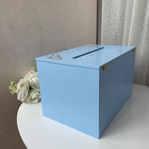 Personalised Quinceañera Blue Card Box, Boho Post Box, Money Box ...