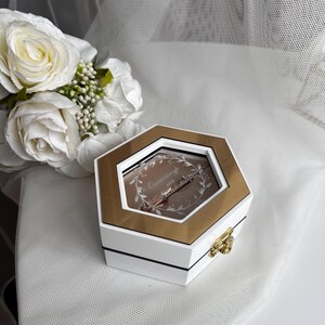 Gold Wooden Ring Bearer, Custom Jewelry Box for Wedding Ring, Double ...