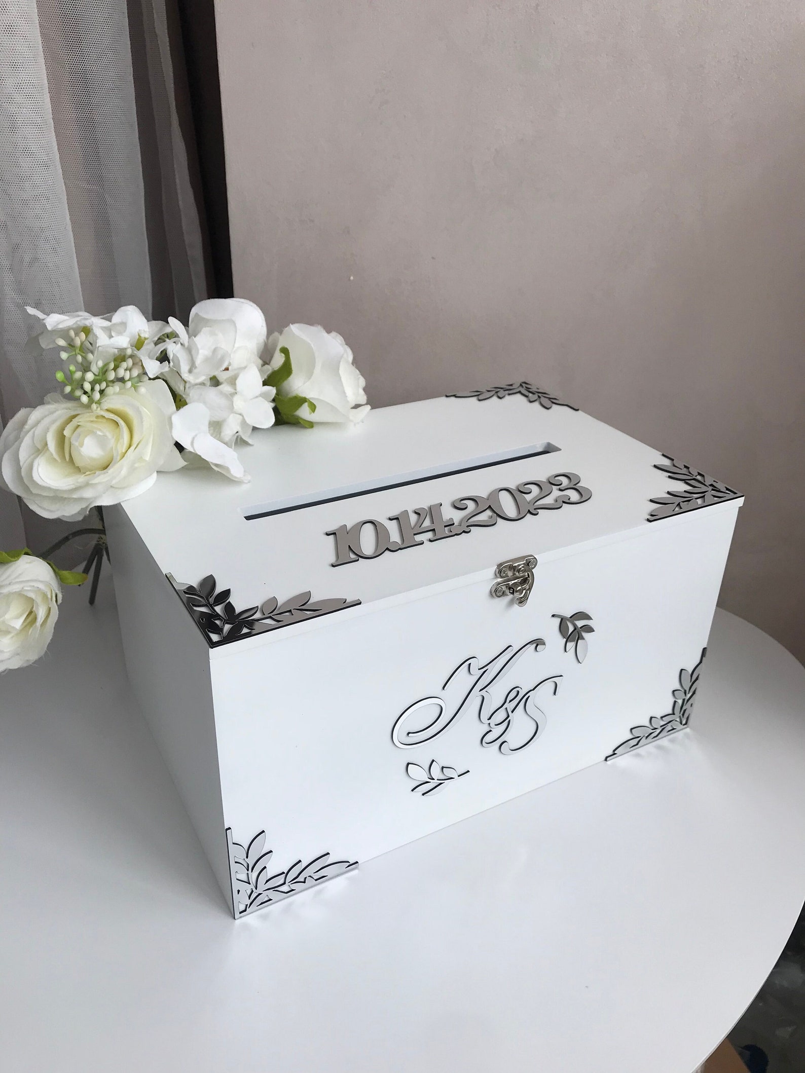 Personalised Wedding Card Box, Boho Wedding Post Box, Wedding Money Box ...