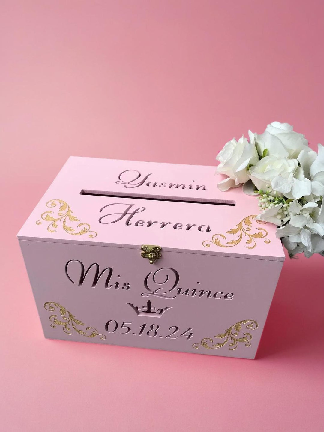 Personalized Gift Box, Quinceañera Card Box,wooden Memory Box, Card Box ...