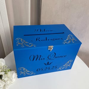 Personalised Quinceañera Royal Blue Card Box, Boho Post Box, Money Box ...