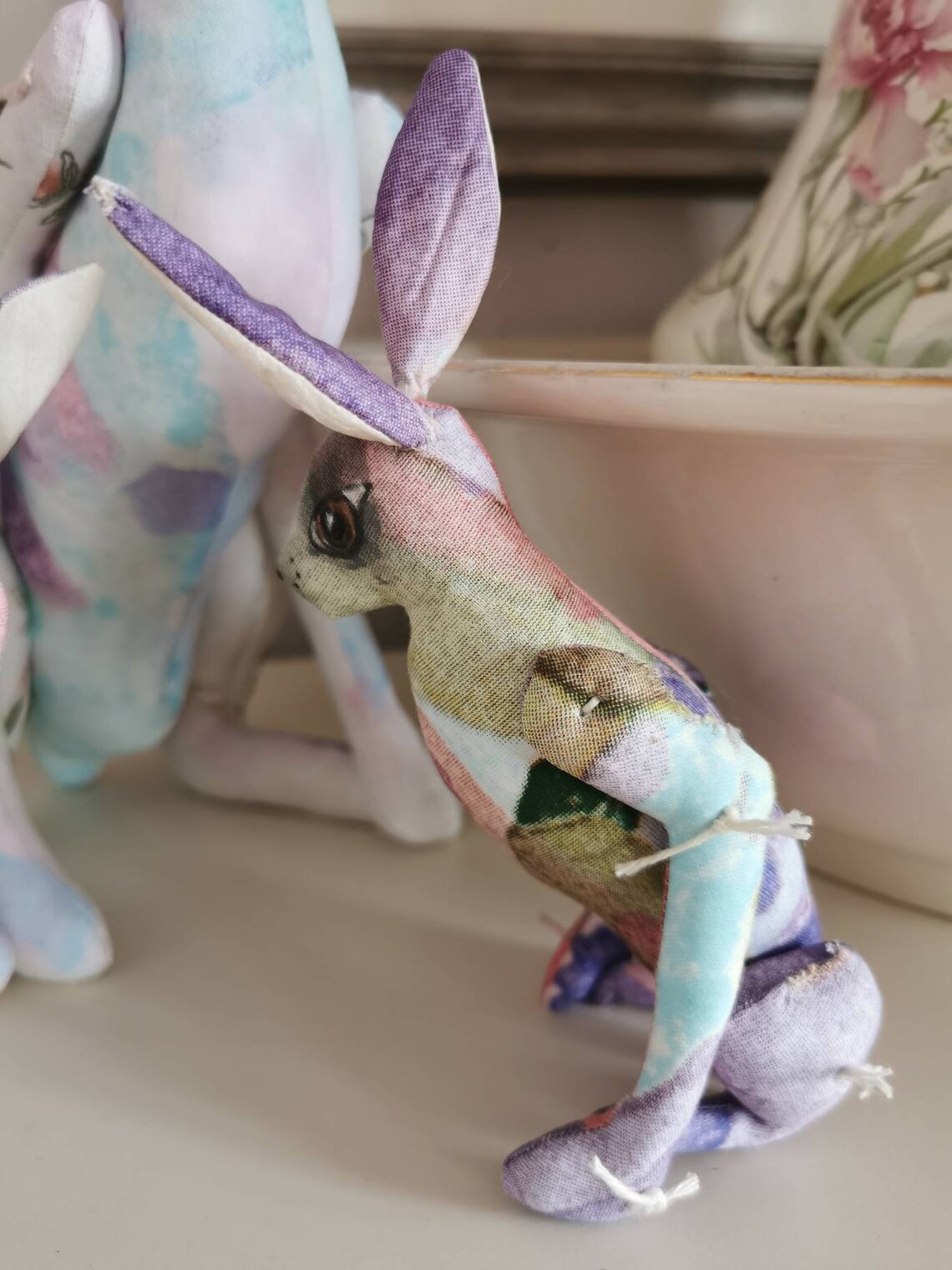 Recycled Fabric Miniature Hare, Handmade Easter Nursery Decor - Etsy