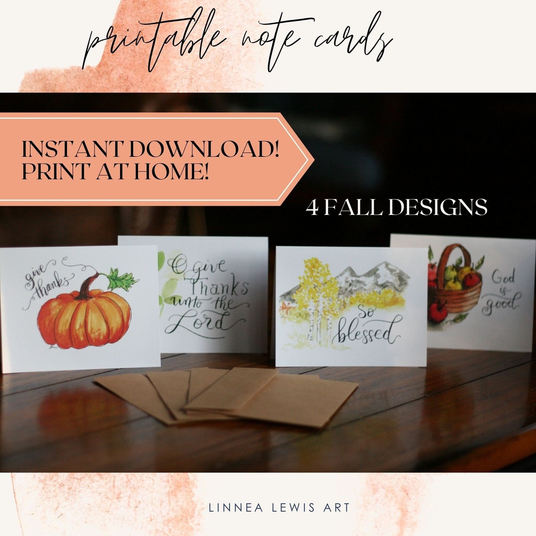 PRINTABLE Fall Note Cards, Autumn Greeting Cards, Print at Home ...