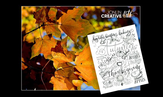 Digital Download Autumn Printable / Word Art / Hand Lettered | Etsy