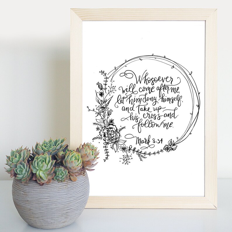 Digital Download! Handlettered Scripture Print / Floral Wreath / Take ...