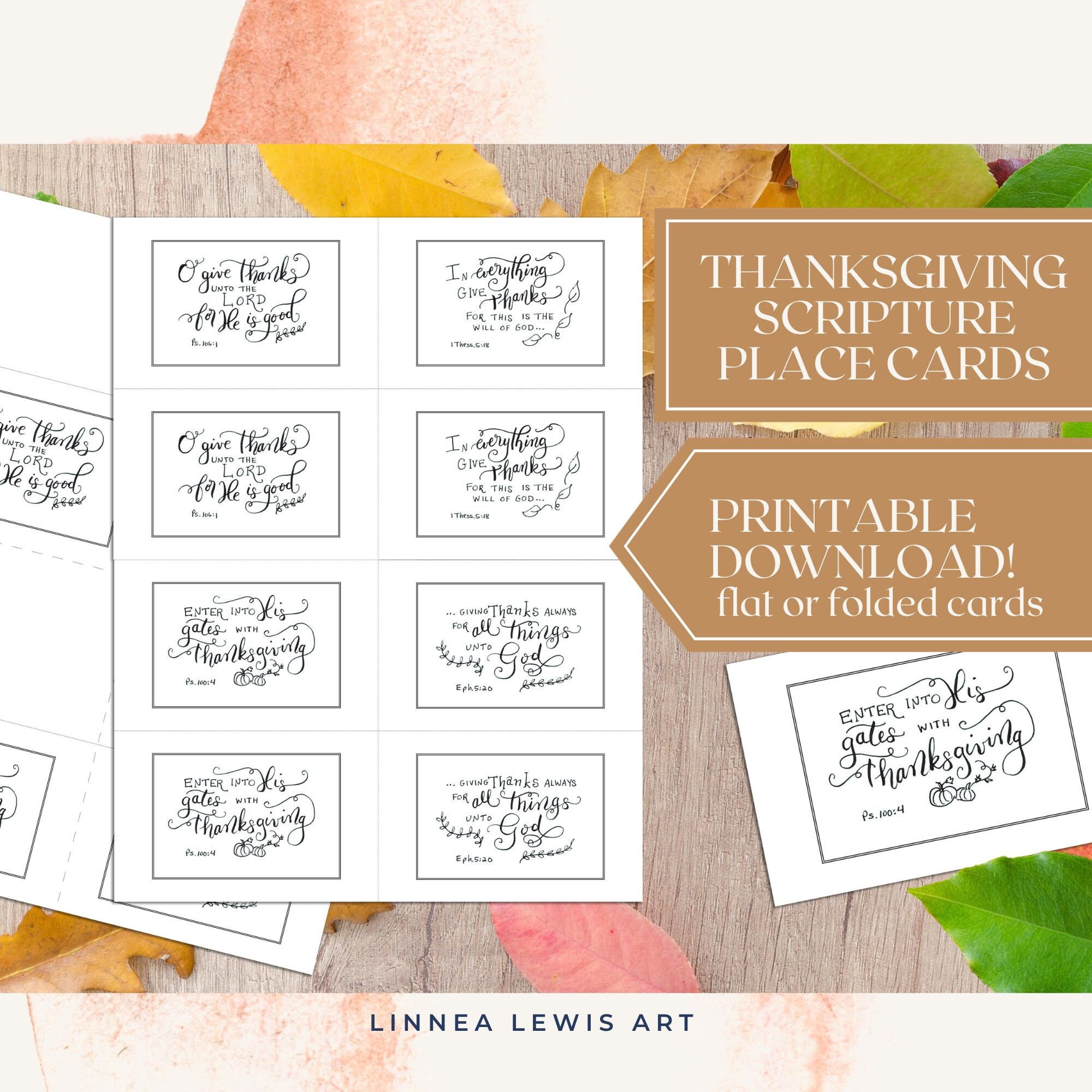 Digital Download Thanksgiving Printable Place Cards / Hand Lettered ...