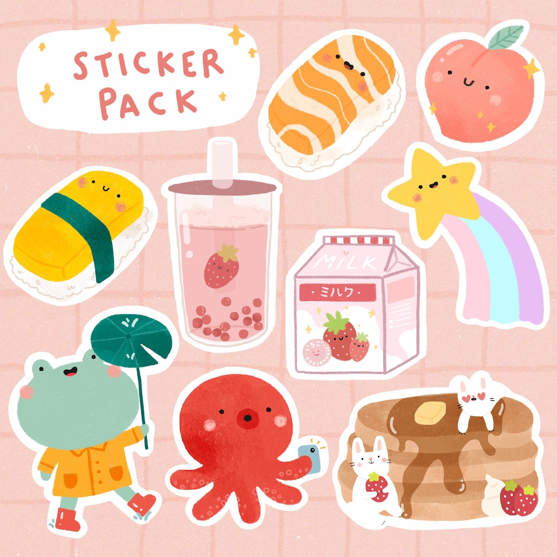 Cute Colourful Pastel Sticker Pack | Etsy